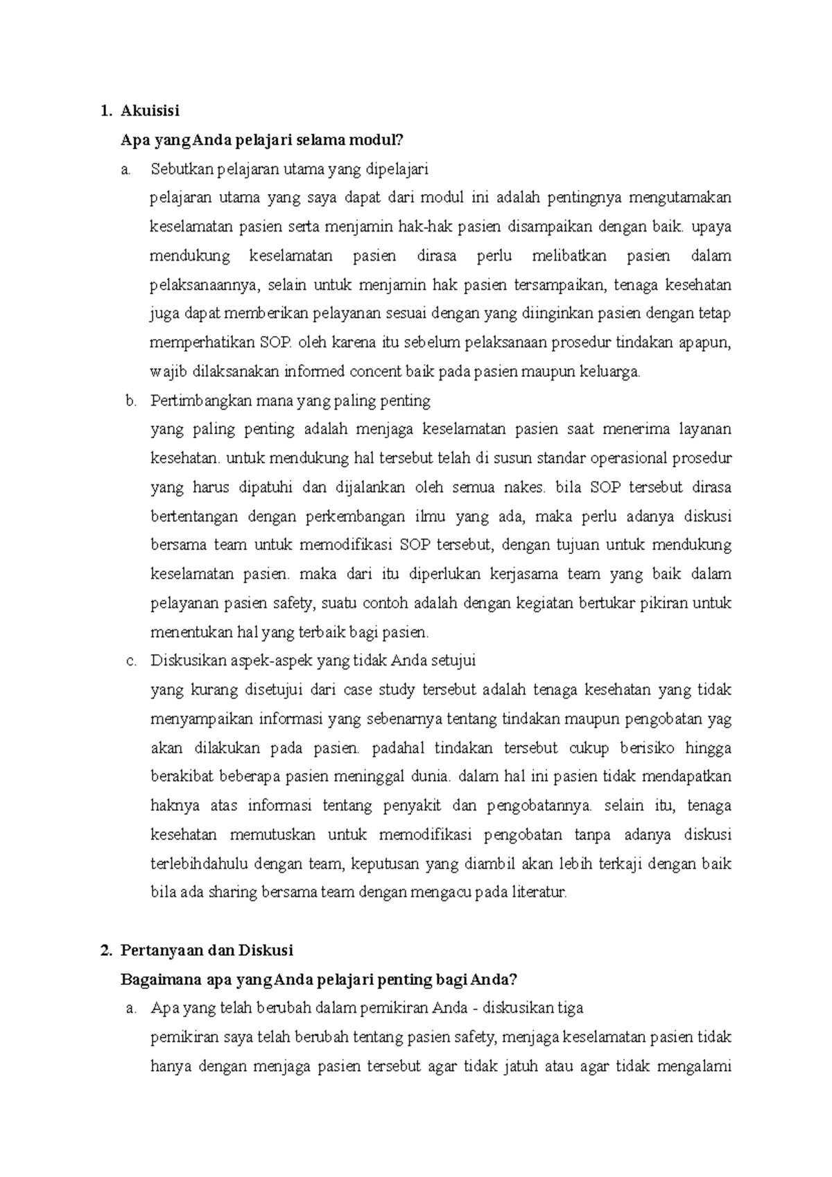 3. End of Module reflection patient safty - English - UB - Studocu