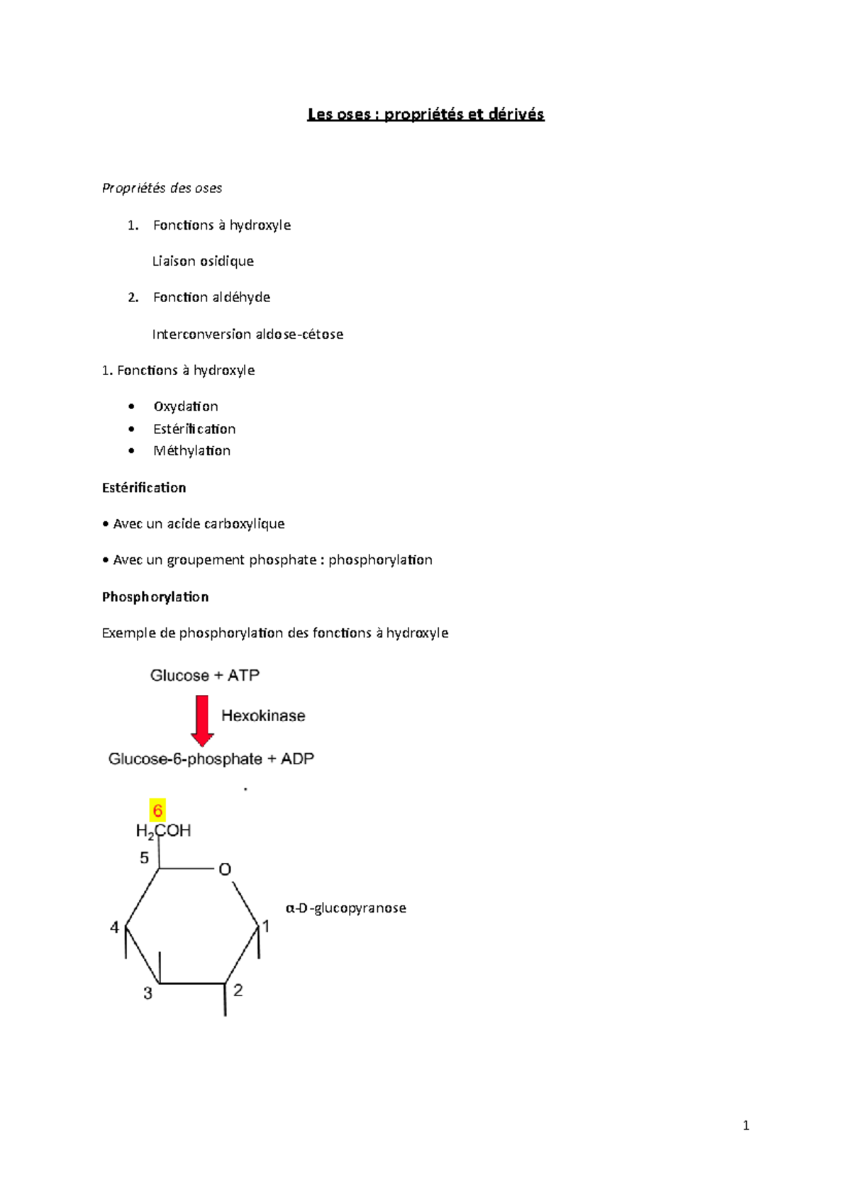 Les oses - Biochimie - Les oses : propriétés et dérivés Propriétés des ...