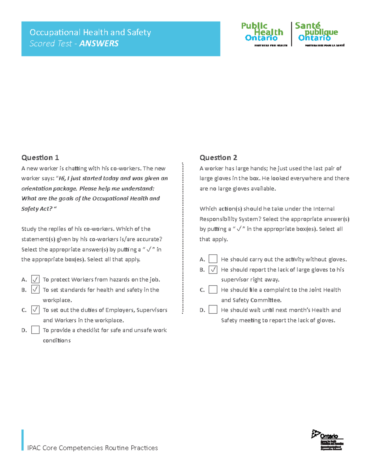 Ipac core trainers ohs test answers - Scored Test - ANSWERS Question 1 ...