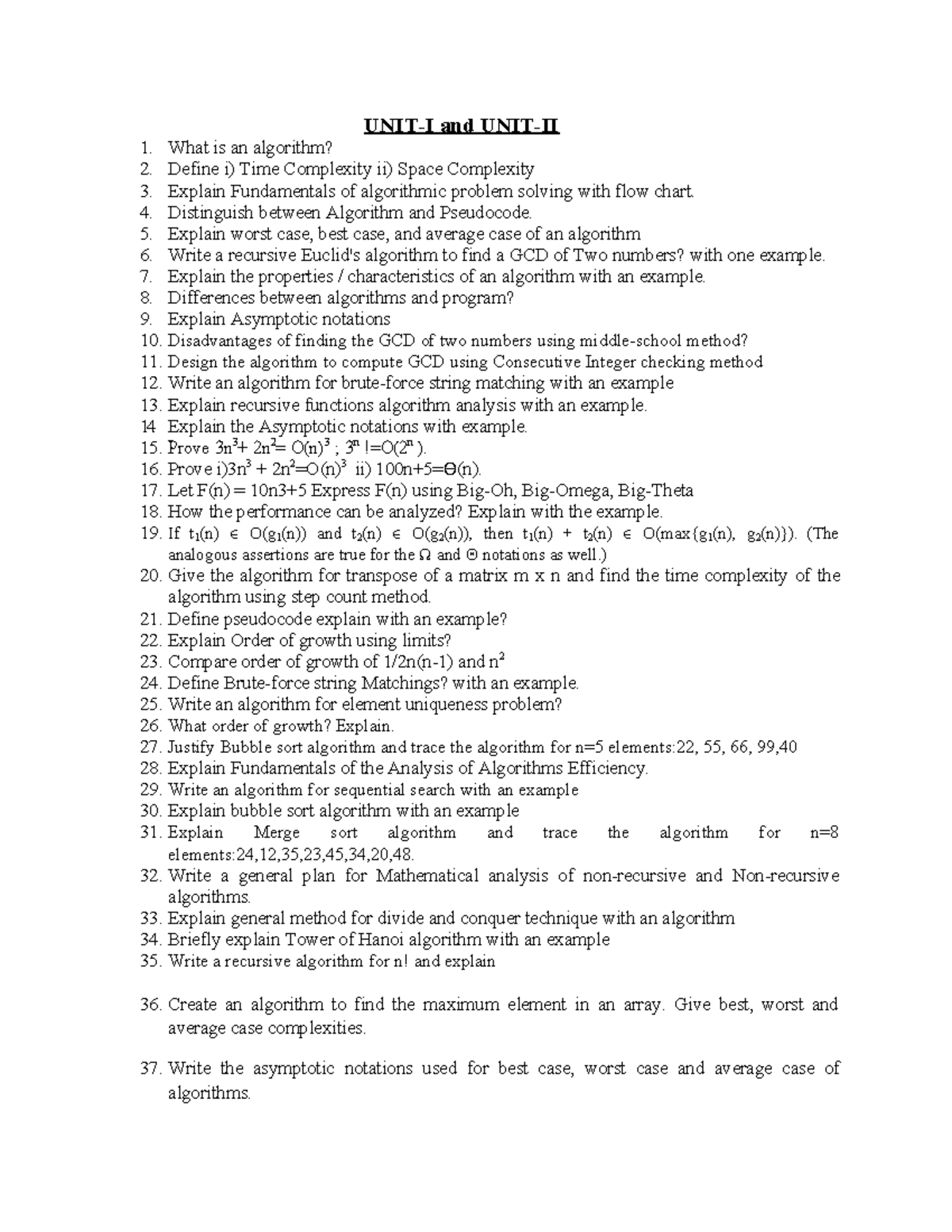 Unit1 And Unit II question Bank - UNIT-I and UNIT-II 1. What is an ...