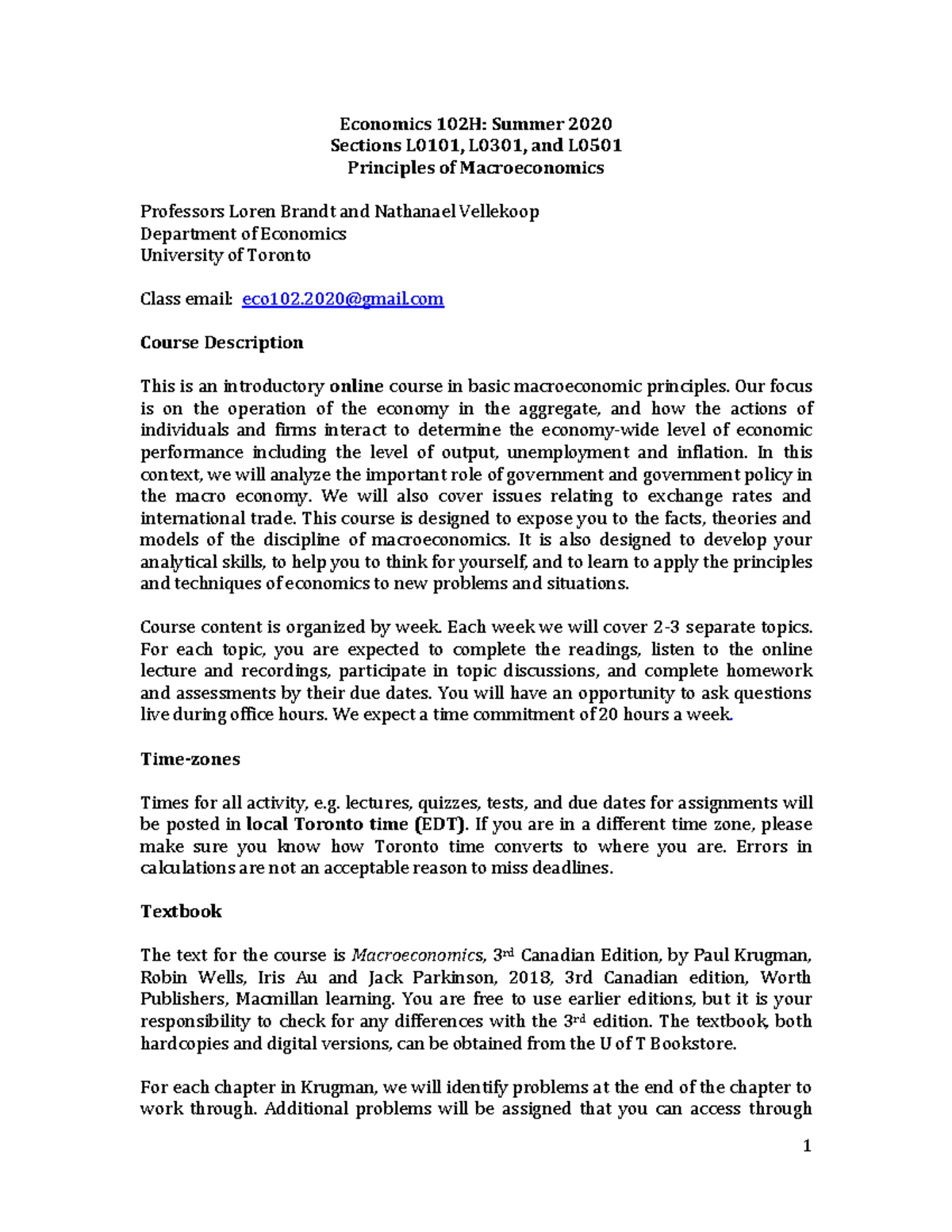 Eco102 course outline - Economics 102H: Summer 2020 Sections L0101 ...