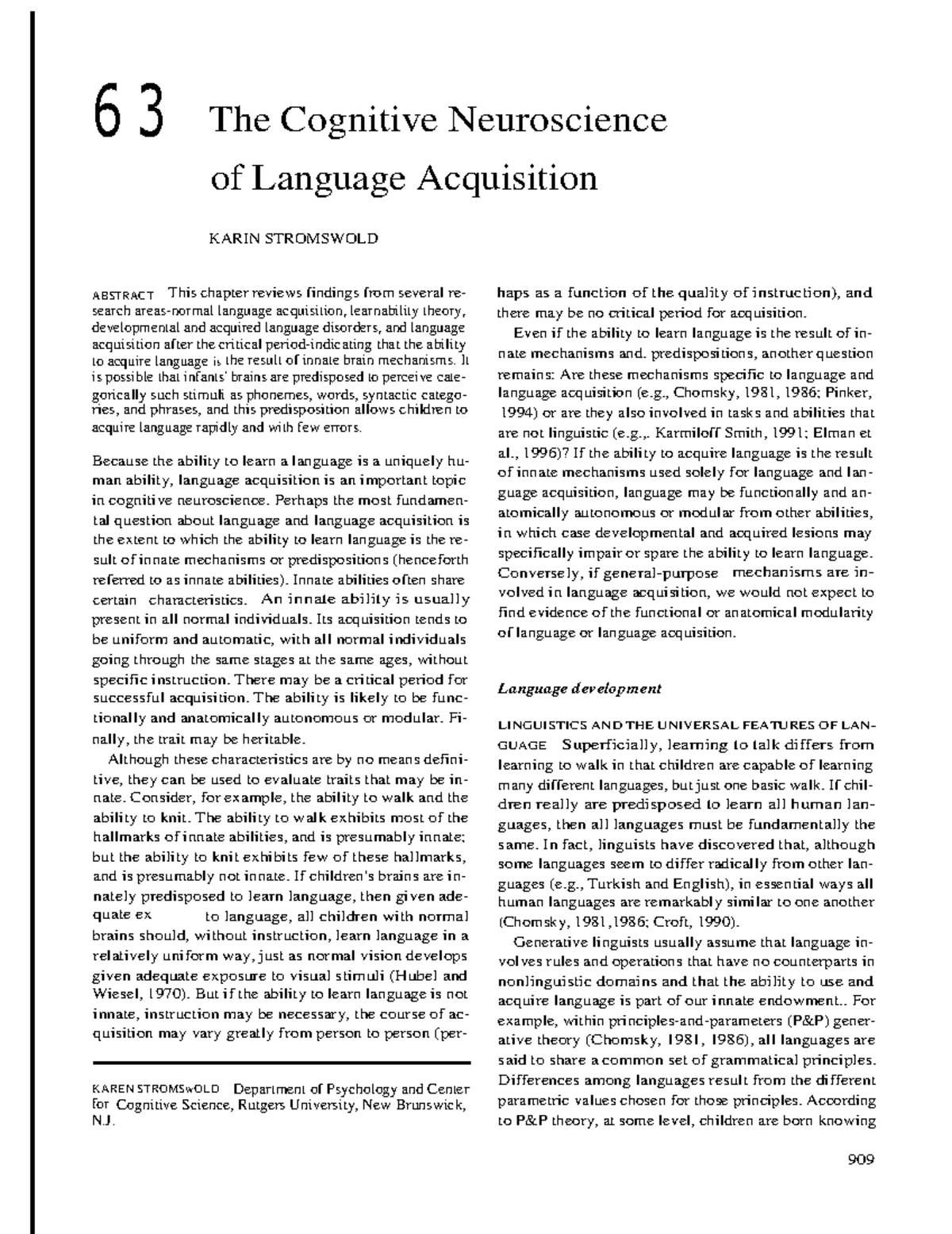 The cognitive neuroscience of language acquisition - 6 3 The Cognitive ...