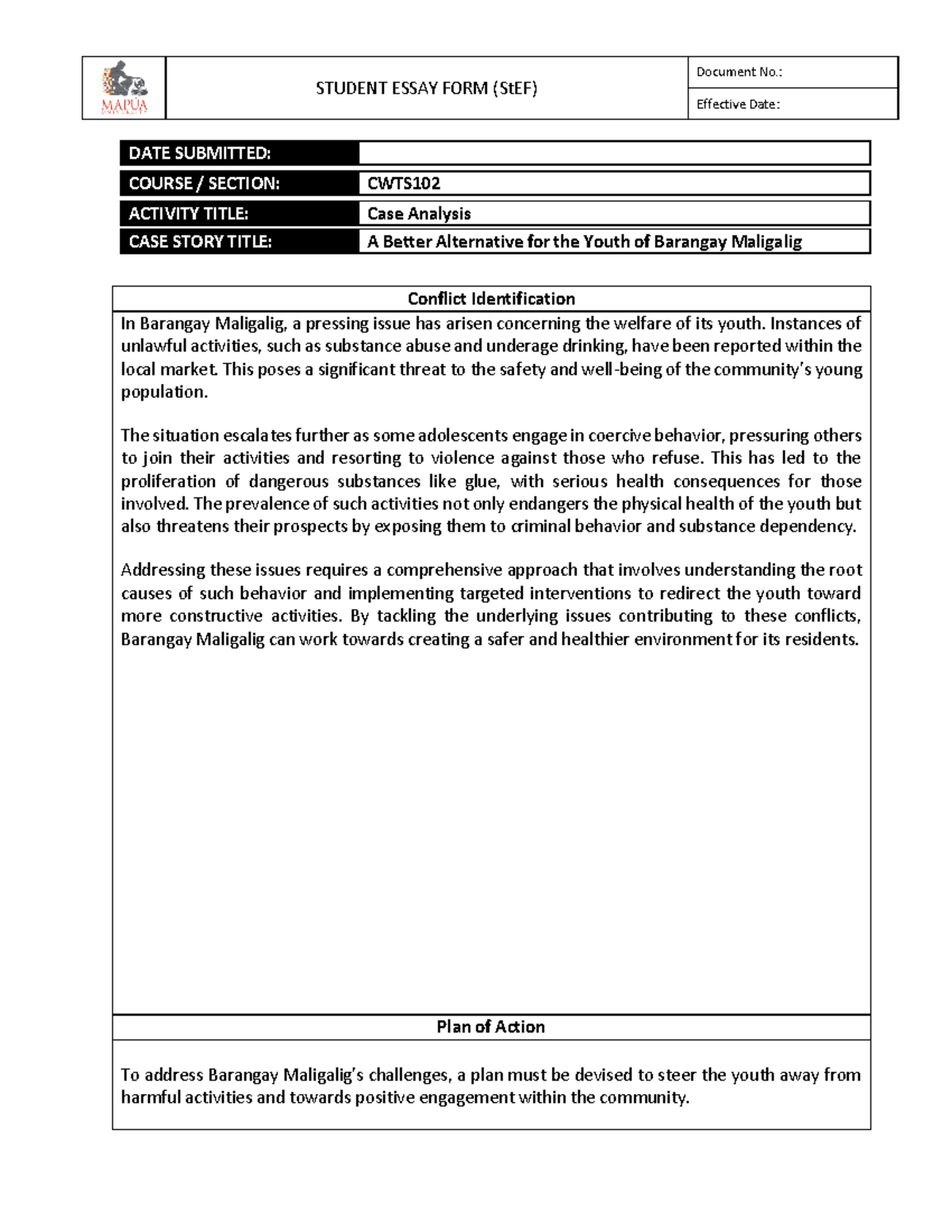 CWTS102-E4 - Essay 4 - STUDENT ESSAY FORM (StEF) Document No ...