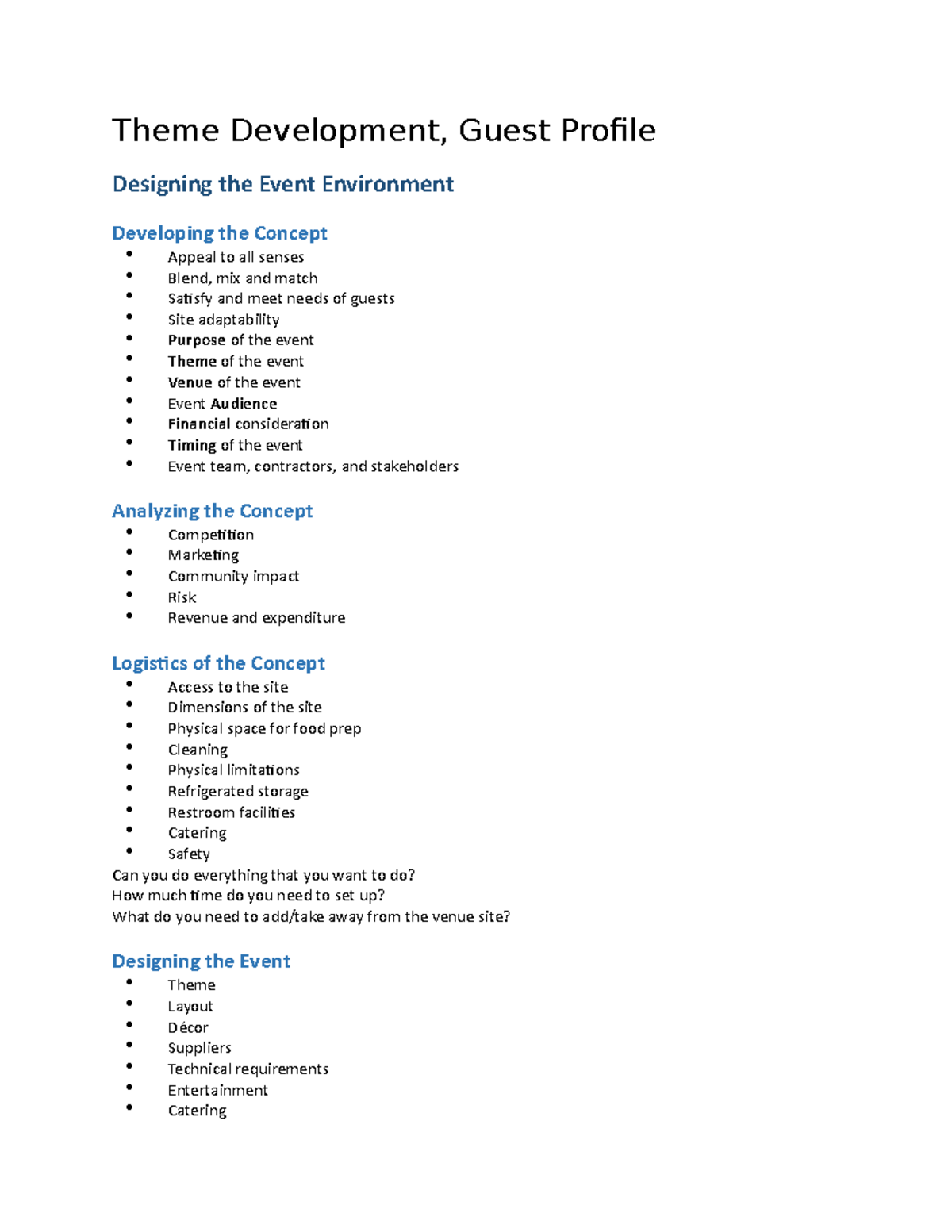 Theme and Guests - Theme Development, Guest Profile Designing the Event ...