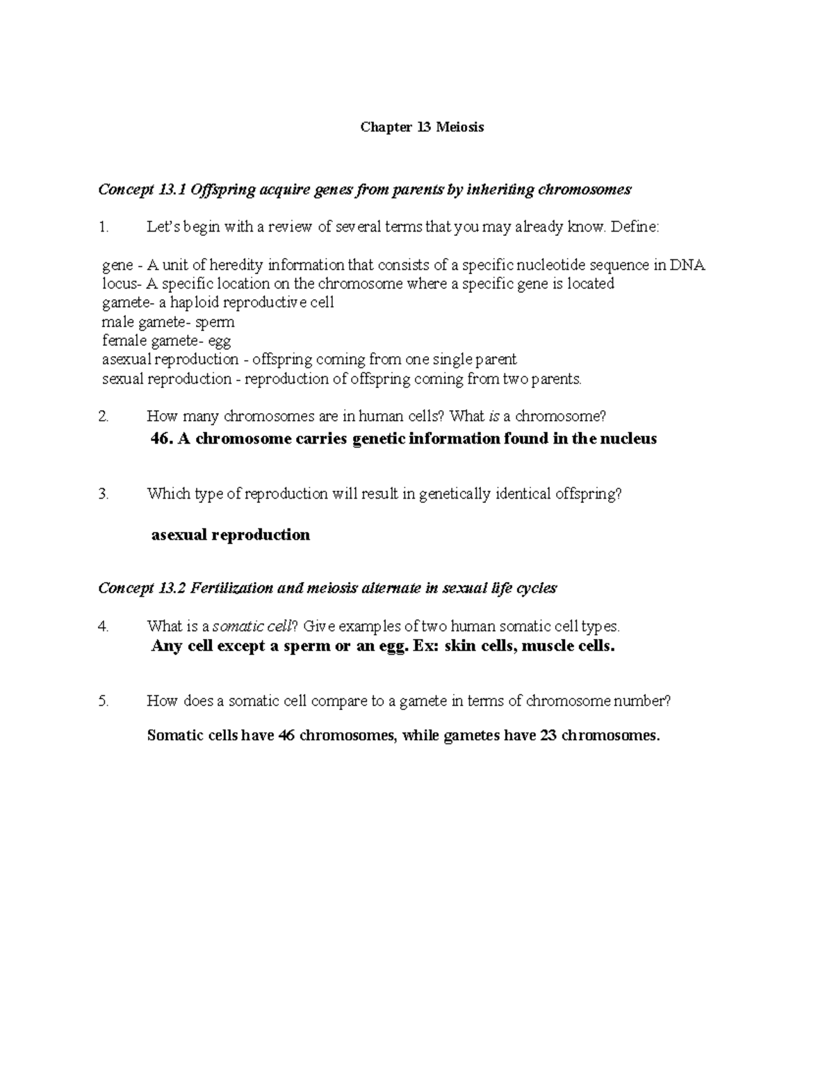 Chapter 13 ap bio answers Created by Saav - Chapter 13 Meiosis Concept ...