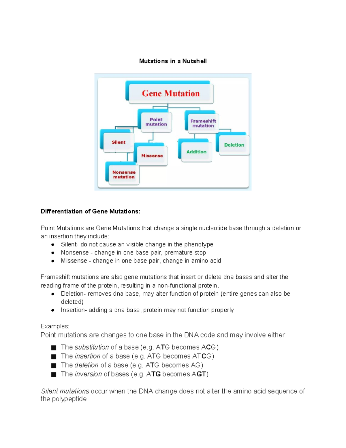 Mutations in a Nutshell - Mutations in a Nutshell Differentiation of ...