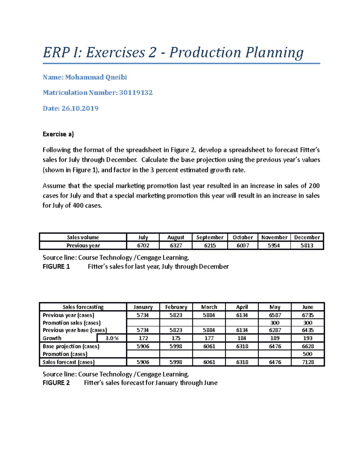 Exercises 2 - Production Planning - ERP I: Exercises 2 - Production ...