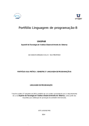 Portfolio linguagem de programacao - Portfólio Linguagem de programação ...