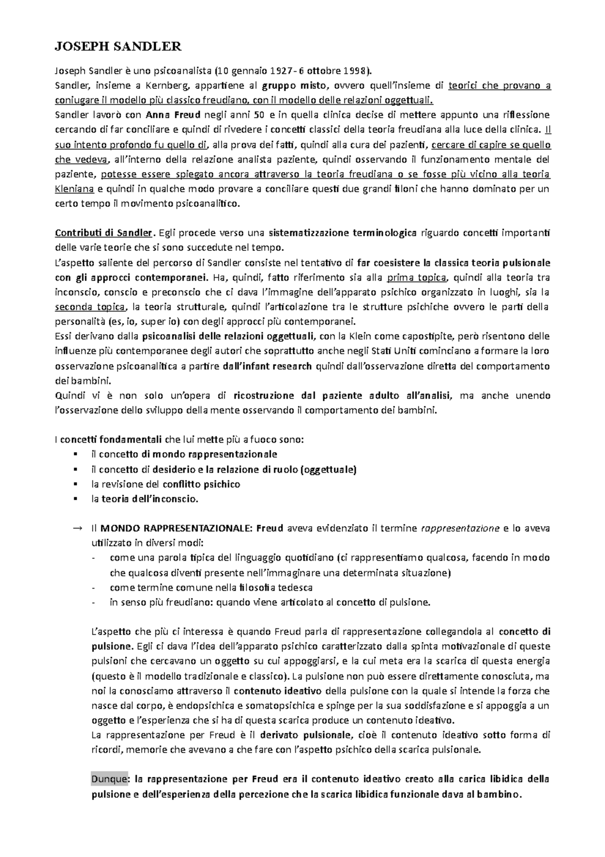 Joseph Sandler_riassunto autore - JOSEPH SANDLER Joseph Sandler è uno ...