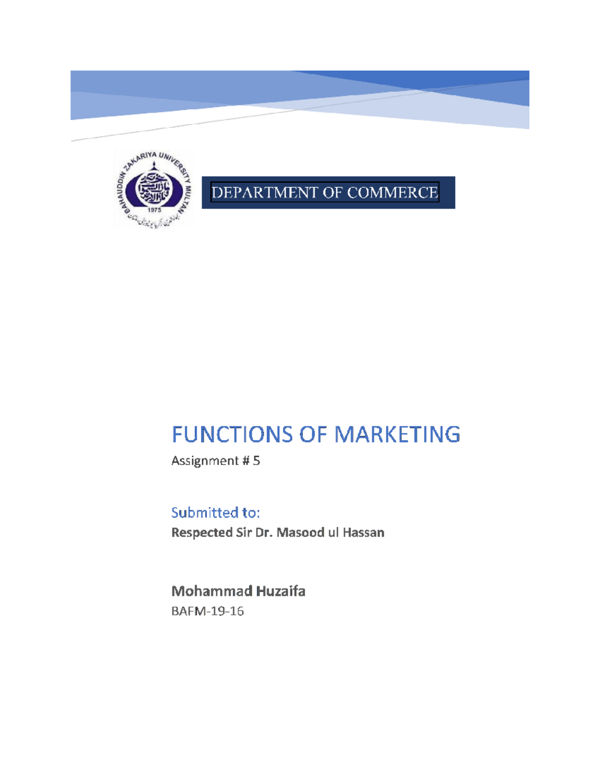 Functions of Marketing - Table of Contents Marketing. - Studocu