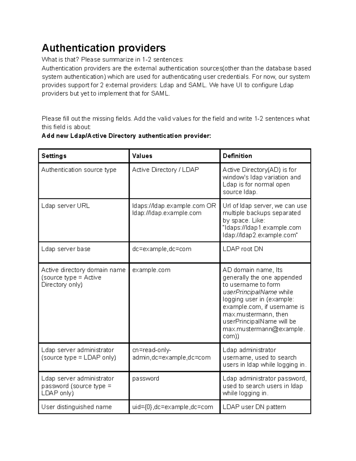 Authentication providers and access key - Authentication providers What ...