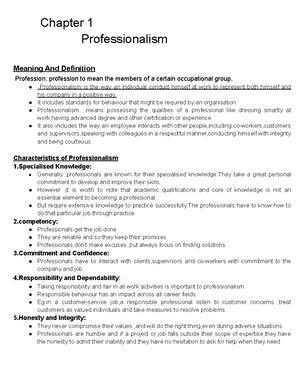 PBS Module 1 - notes - MODULE 1 PROFESSIONALISM Meaning -Definition ...