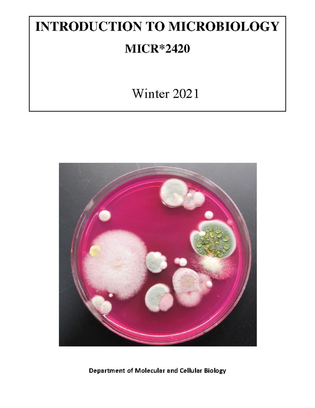 Lab Manual MICR2420W2021 - Department of Molecular and Cellular Biology ...