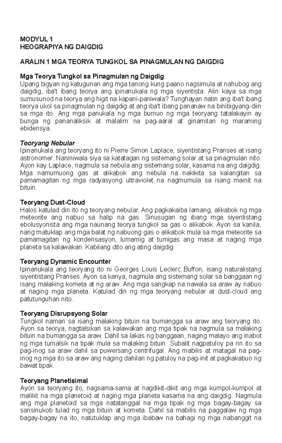 III 1 - 4 - Pantulong kasanayan - MODYUL 1 HEOGRAPIYA NG DAIGDIG ARALIN ...