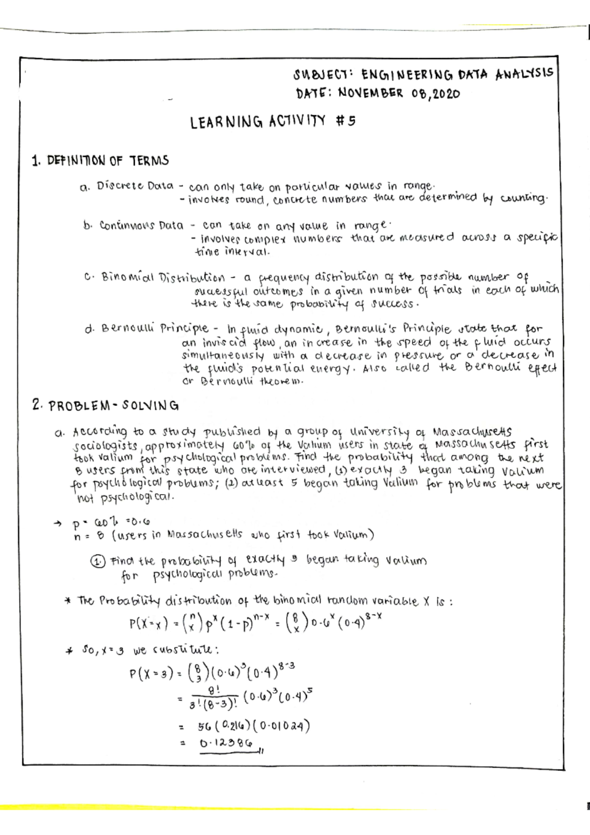 EDA LA#5 - Problem Solving/Essay - Mechanical Engineering - NVSU - Studocu