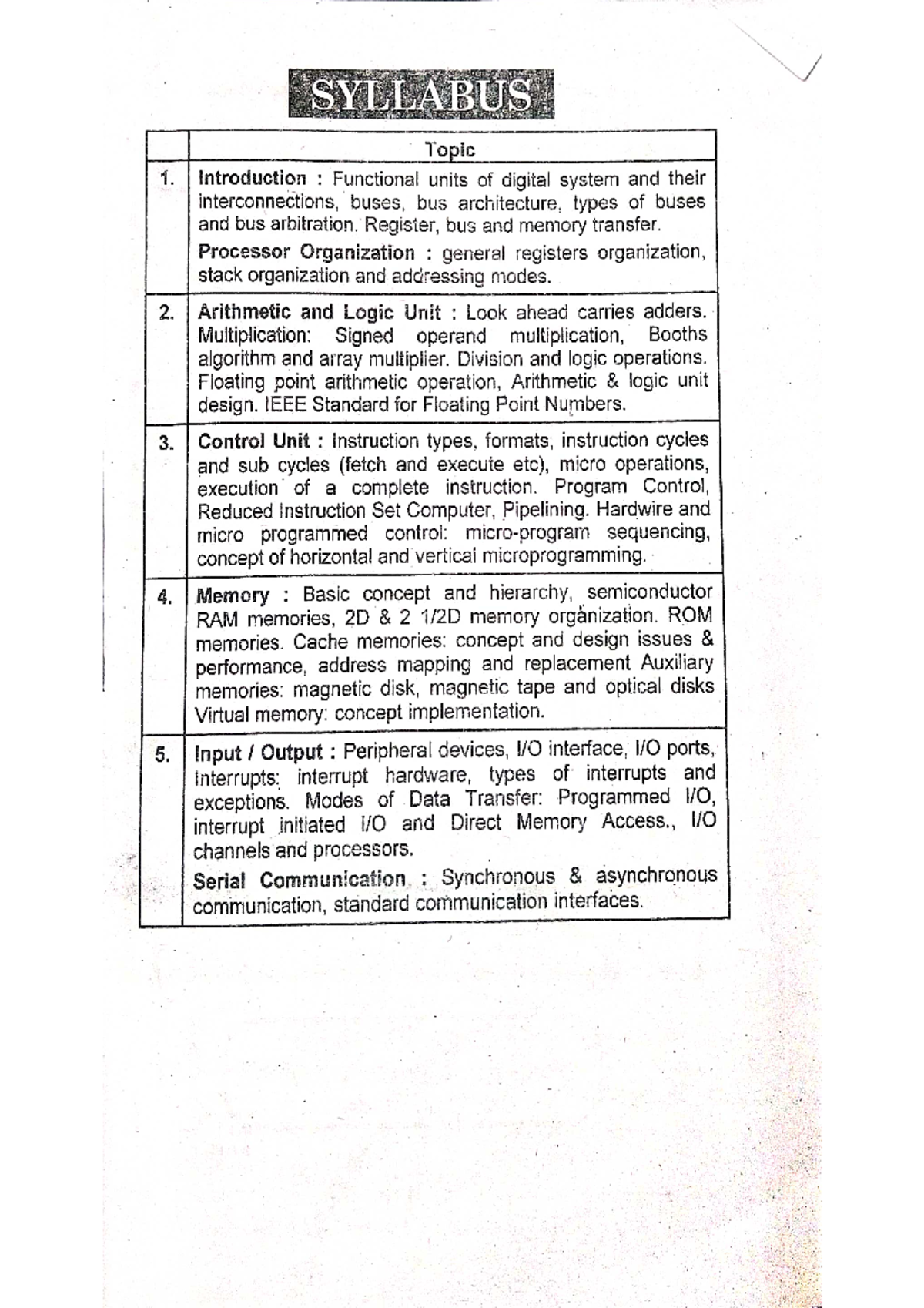 COA - KPH FOR MCA - Computer Organization & Architecture - Studocu