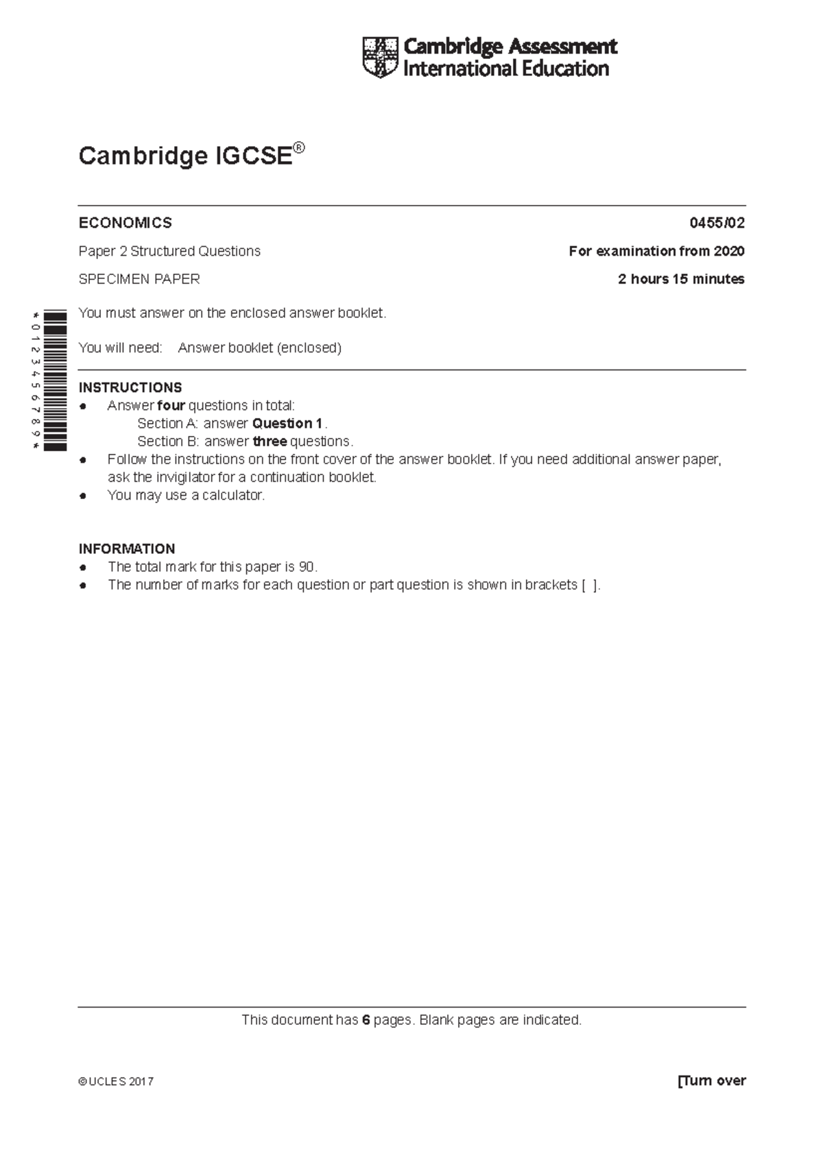 Structured - You will need: Answer booklet (enclosed) INSTRUCTIONS ...