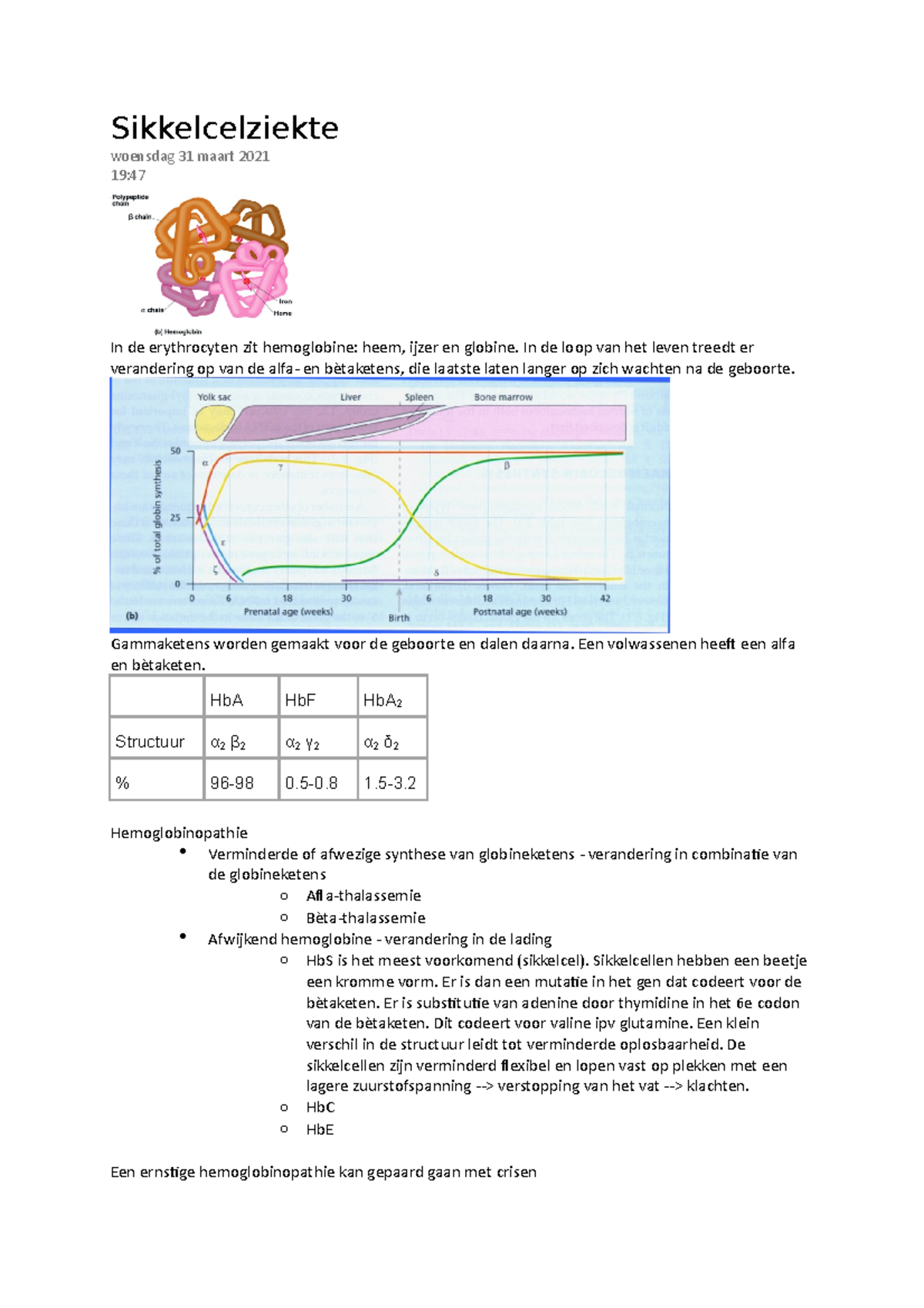 Sikkelcelziekte college informatie - Sikkelcelziekte woensdag 31 maart ...