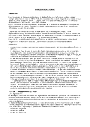 Cours - Introduction au droit - Introduction au droit Qu’est-ce que le droit? Le droit est ...