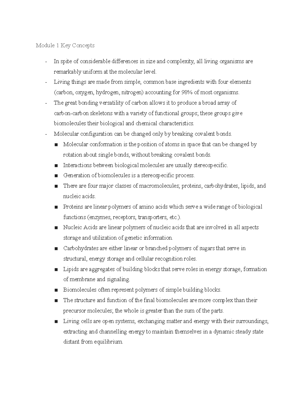 BMSC 200 Module 1 - Module 1 Key Concepts In spite of considerable differences in size and - Studocu