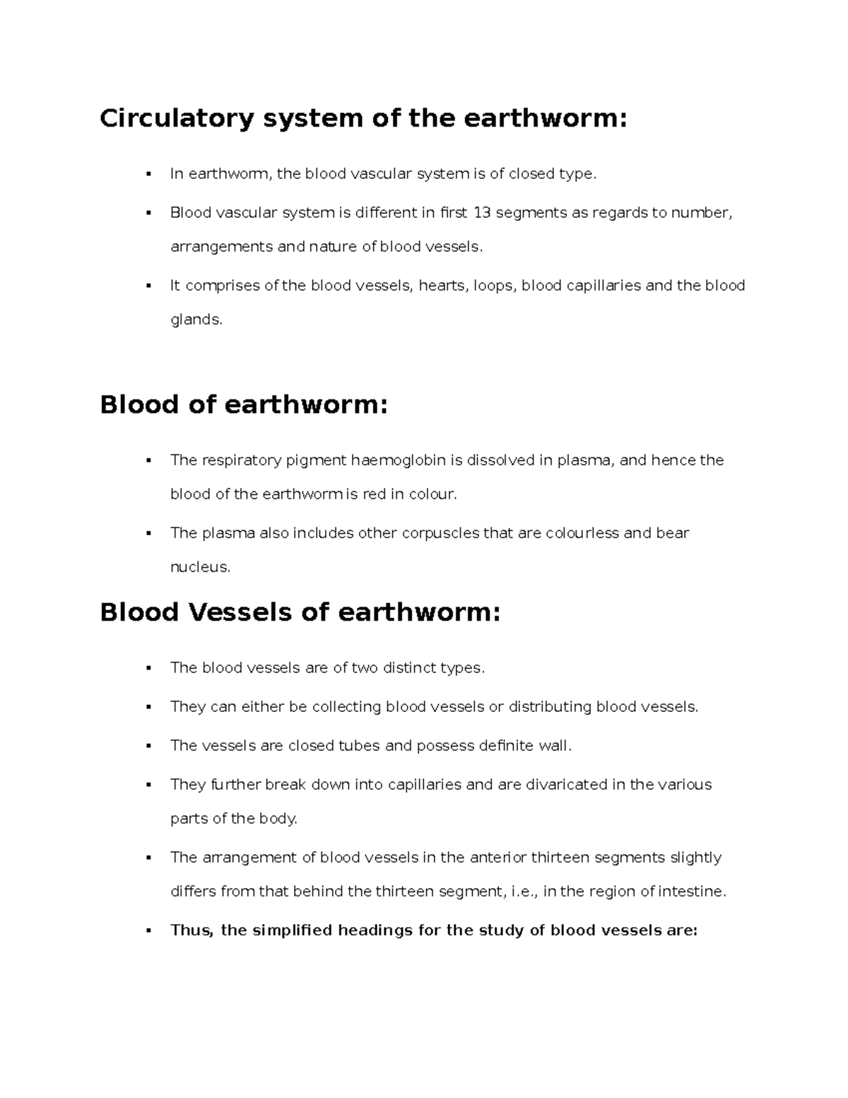 Biology Science 95 - Circulatory system of the earthworm: In earthworm ...
