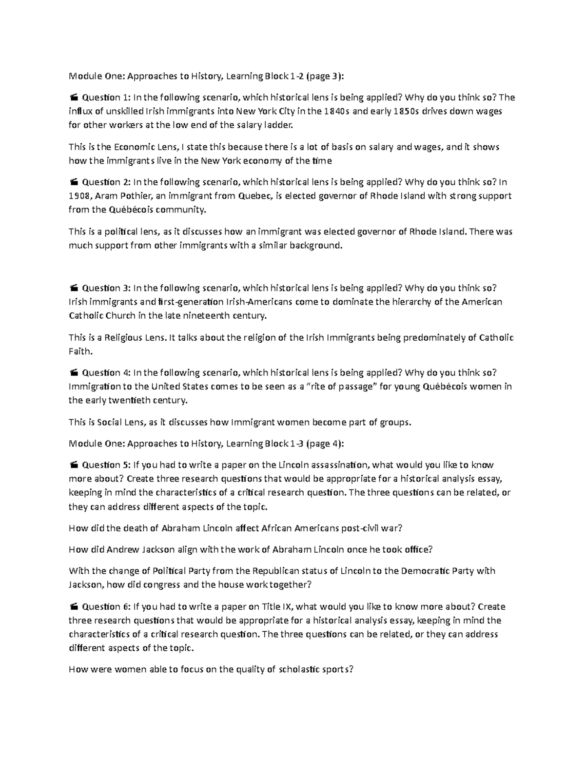 1-2 Module One Short Responses Johnson Christopher - Module One ...