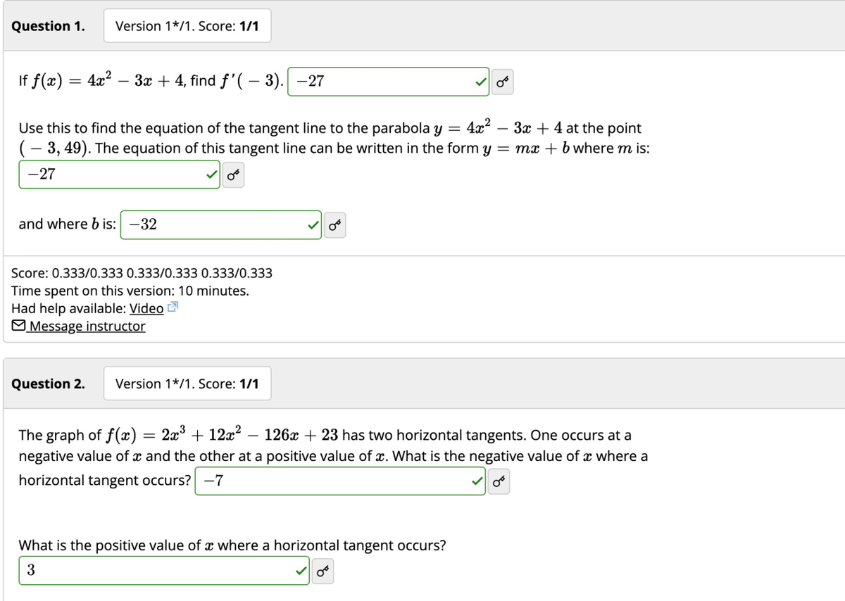 Stewart 3 - Question 1. Version Score: If f(z) 3a 4, find of Use this ...