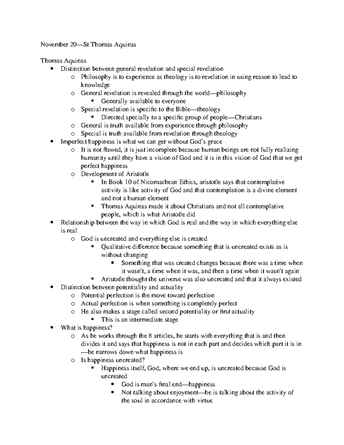 St Thomas Aquinas - November 20—St Thomas Aquinas Thomas Aquinas ...