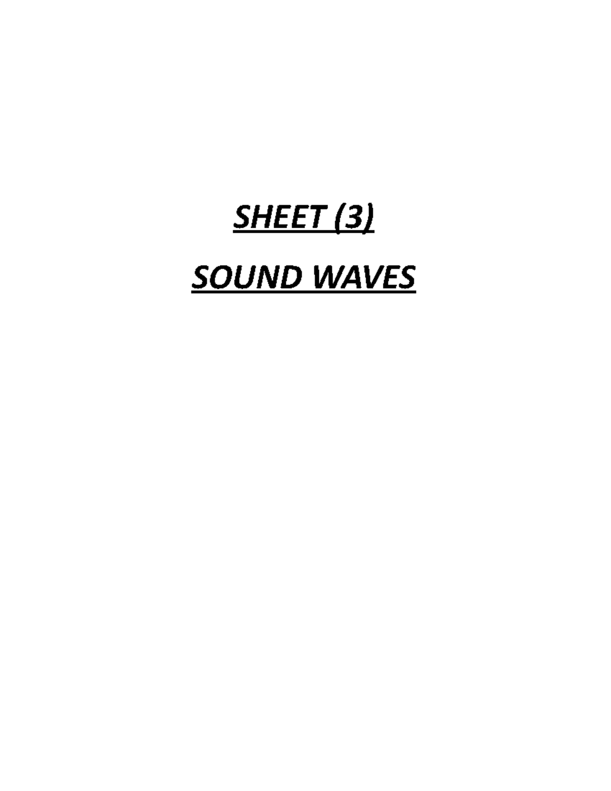 Sheet - Object Oriented Programming - SHEET (3) SOUND WAVES A ...