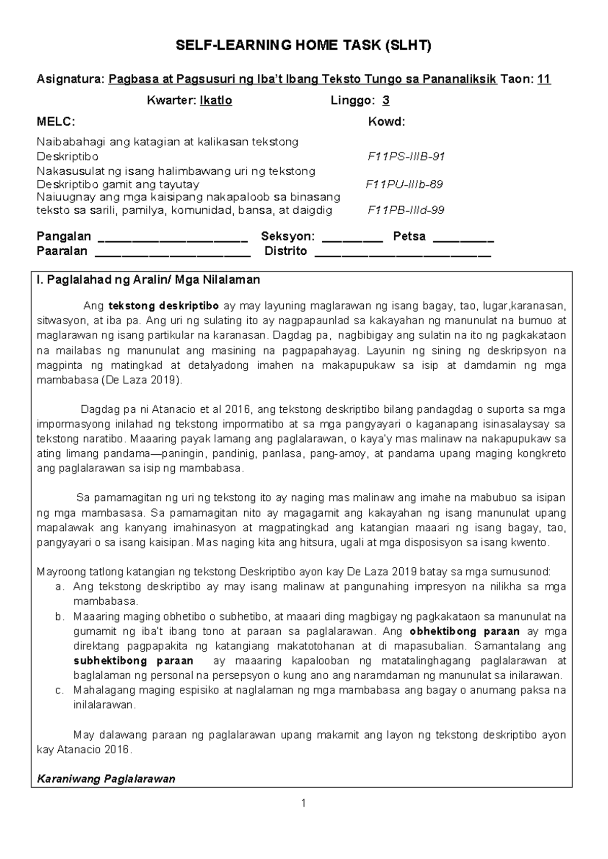 SLHT 3rd QRTR 3rd WEEK - For Educational Purpose Only - SELF-LEARNING ...