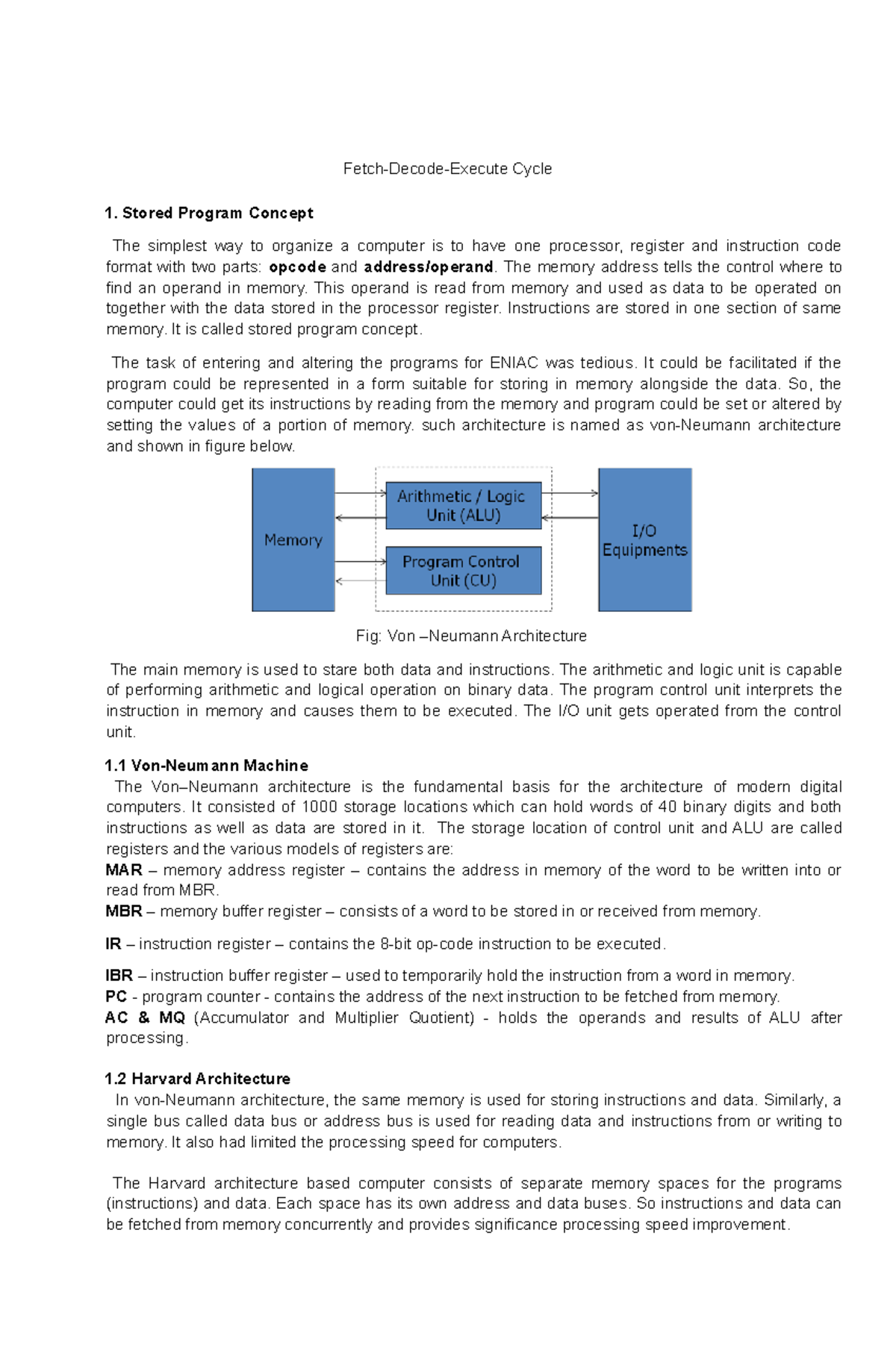 Fetch-Decode-Execute Cycle - Fetch-Decode-Execute Cycle Stored Program ...