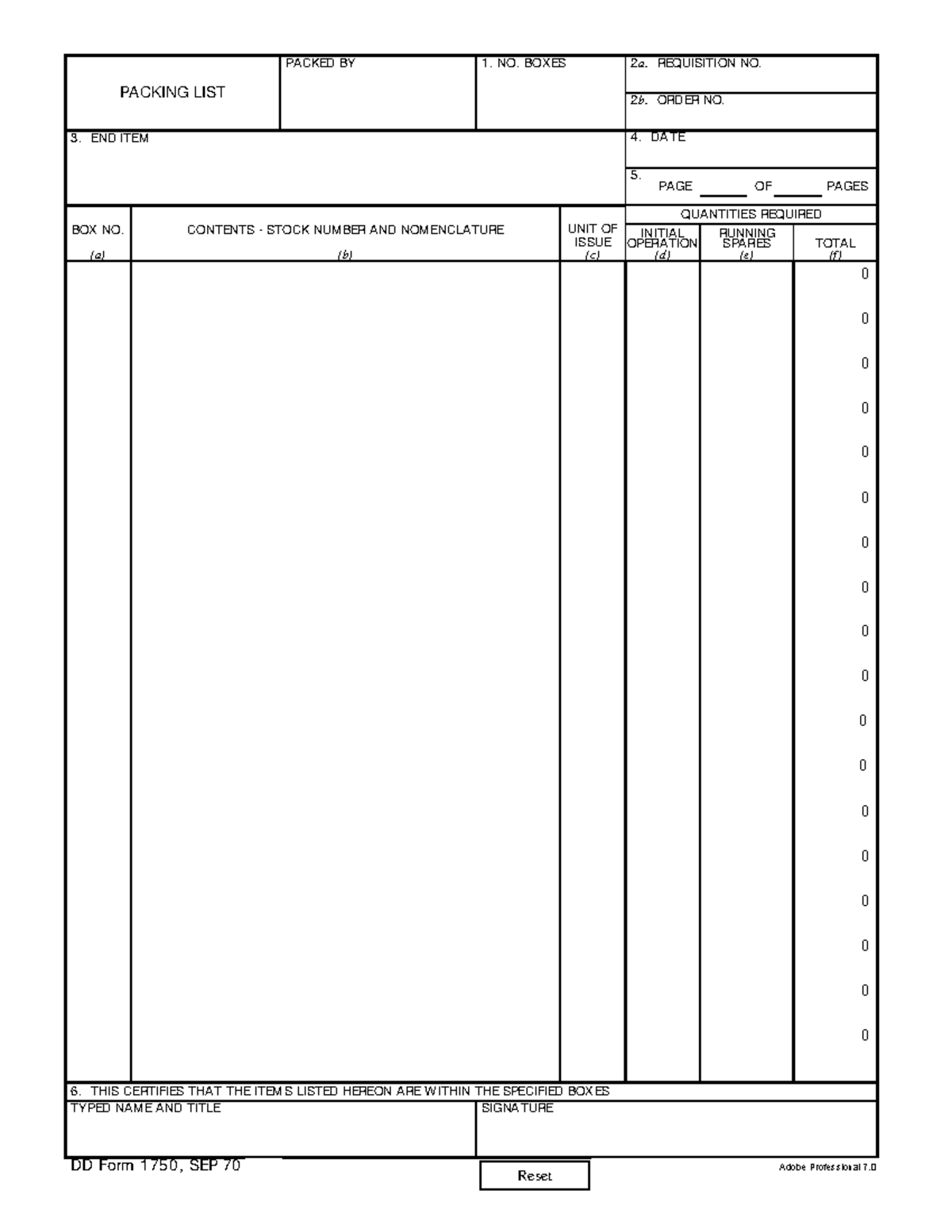 Main dd-form-1750-packing-list - PACKING LIST PACKED BY 1. NO. BOXES 2 ...