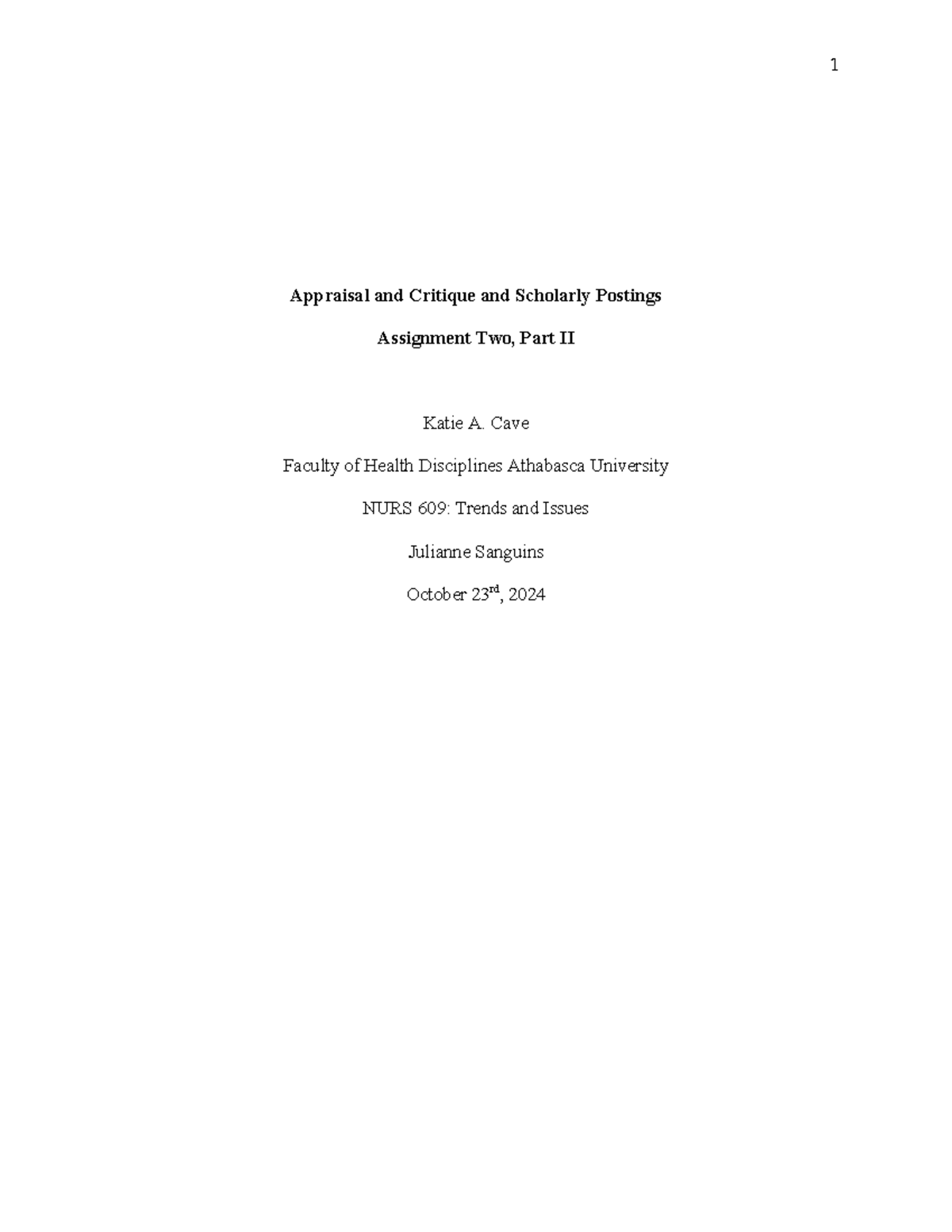 BIOL 235 - Assignment #1 - Joseph Pedone - Appraisal and Critique and ...