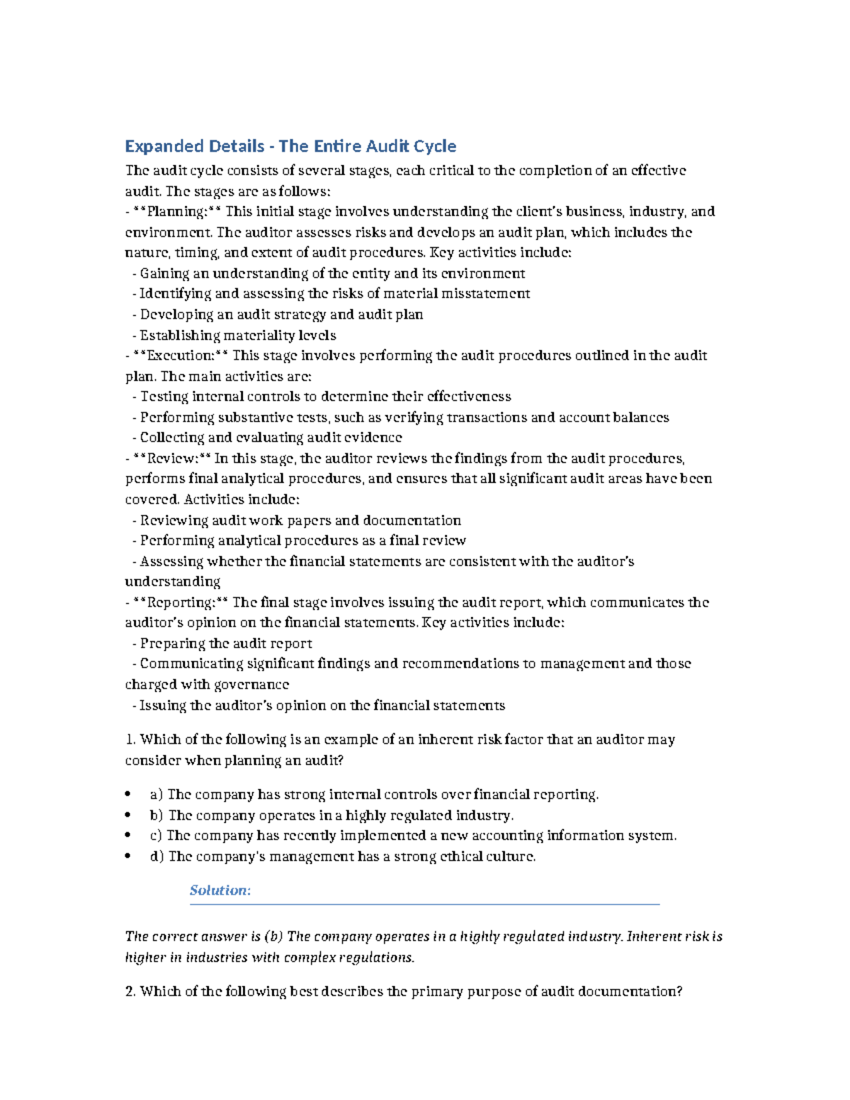Auditing Notes with Questions Expanded - Expanded Details - The Entire ...