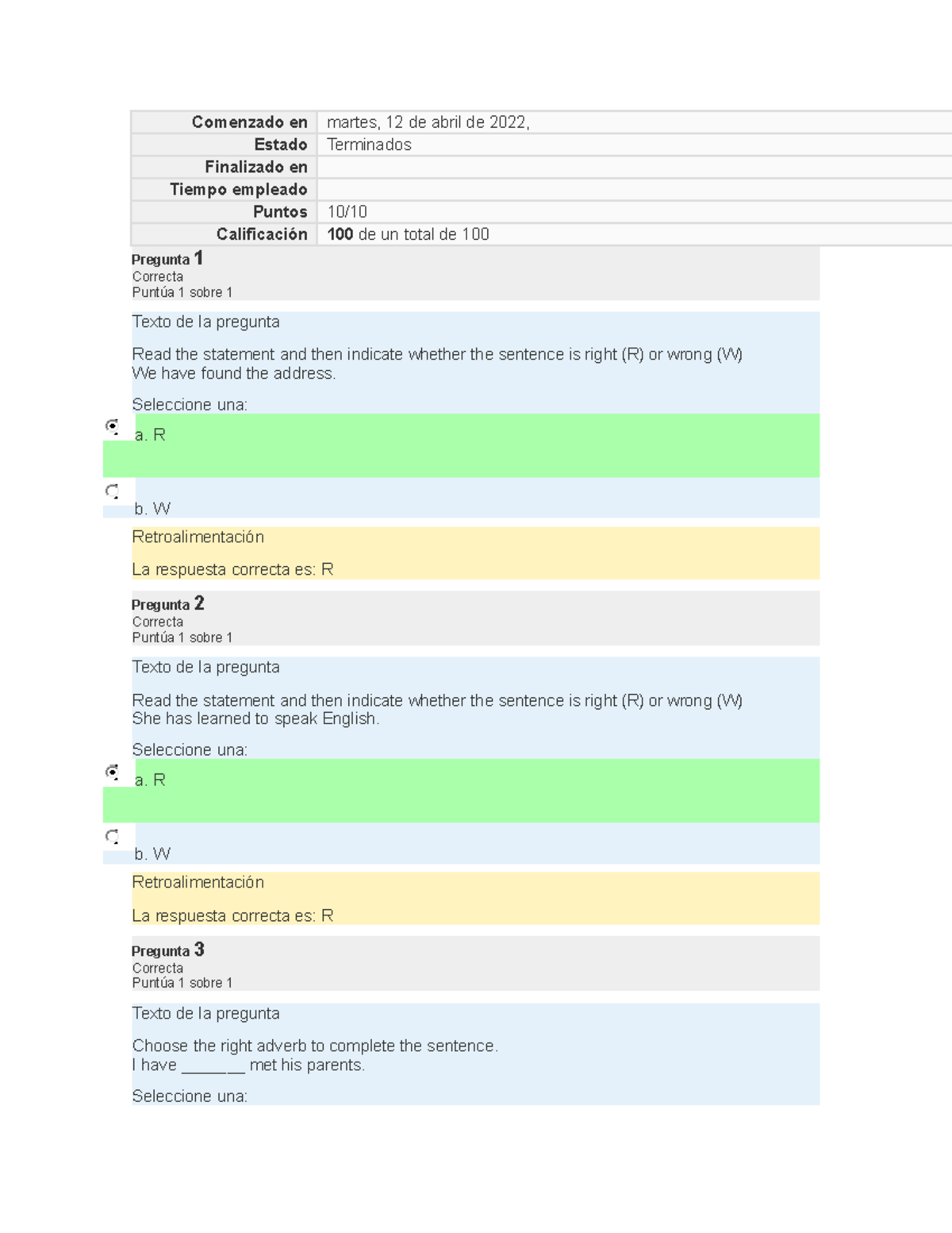 Assignment 3 Questionnaire U2 - Comenzado en martes, 12 de abril de ...