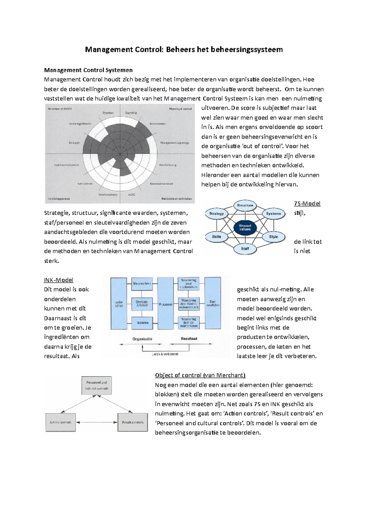 Samenvatting Management Control: Beheers het beheersingssysteem ...
