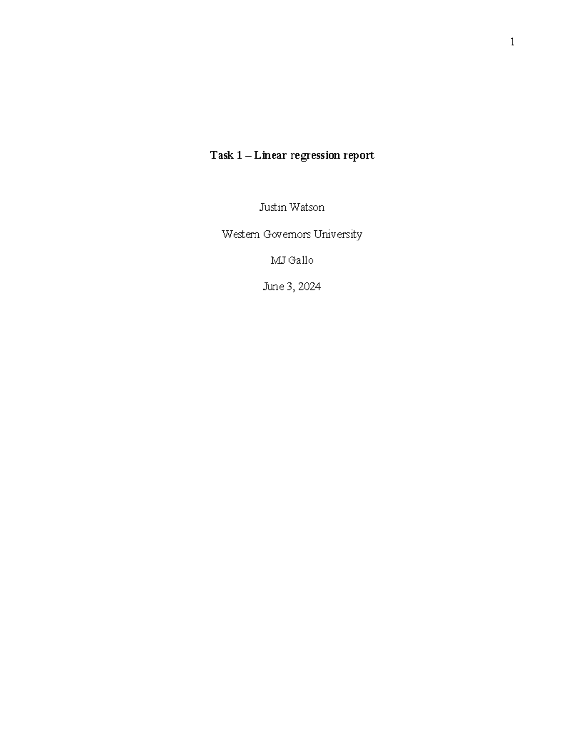 Task 1 Linear Regression Report Task 1 Linear Regression Report