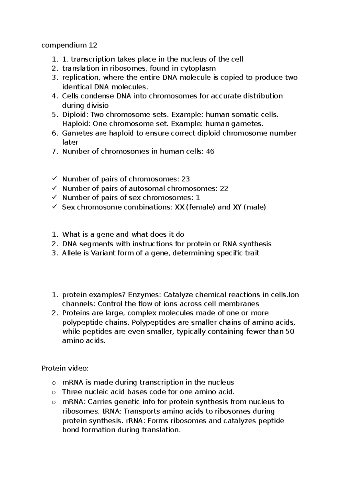 Notes compendium 12 - compendium 12 1. 1. transcription takes place in ...