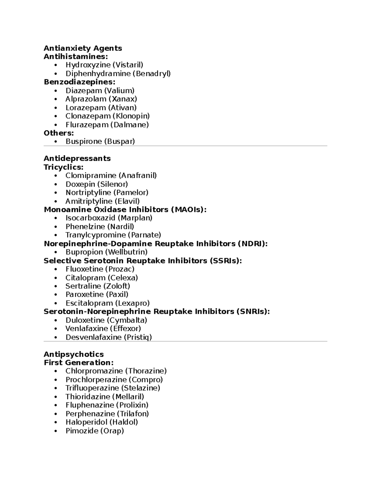 Antianxiety Agents - med surge - Antianxiety Agents Antihistamines ...