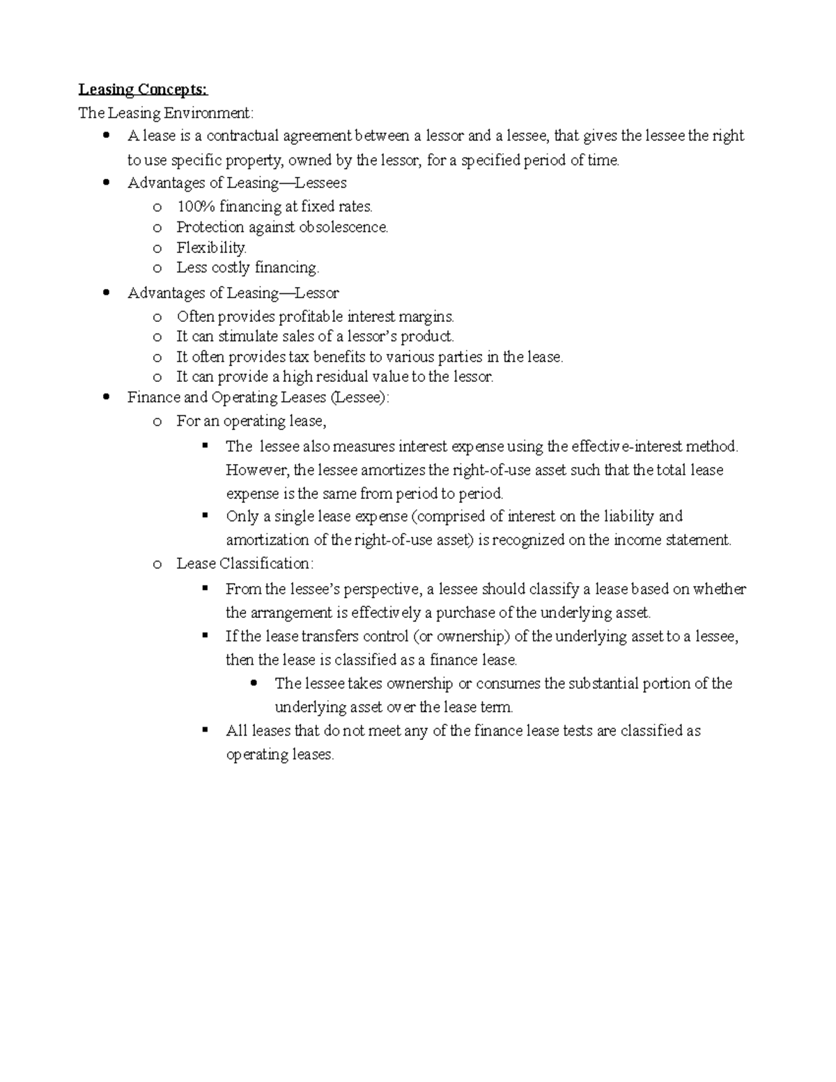 Chapter 21 ACCO 4020 Leasing Concepts - Leasing Concepts: The Leasing ...