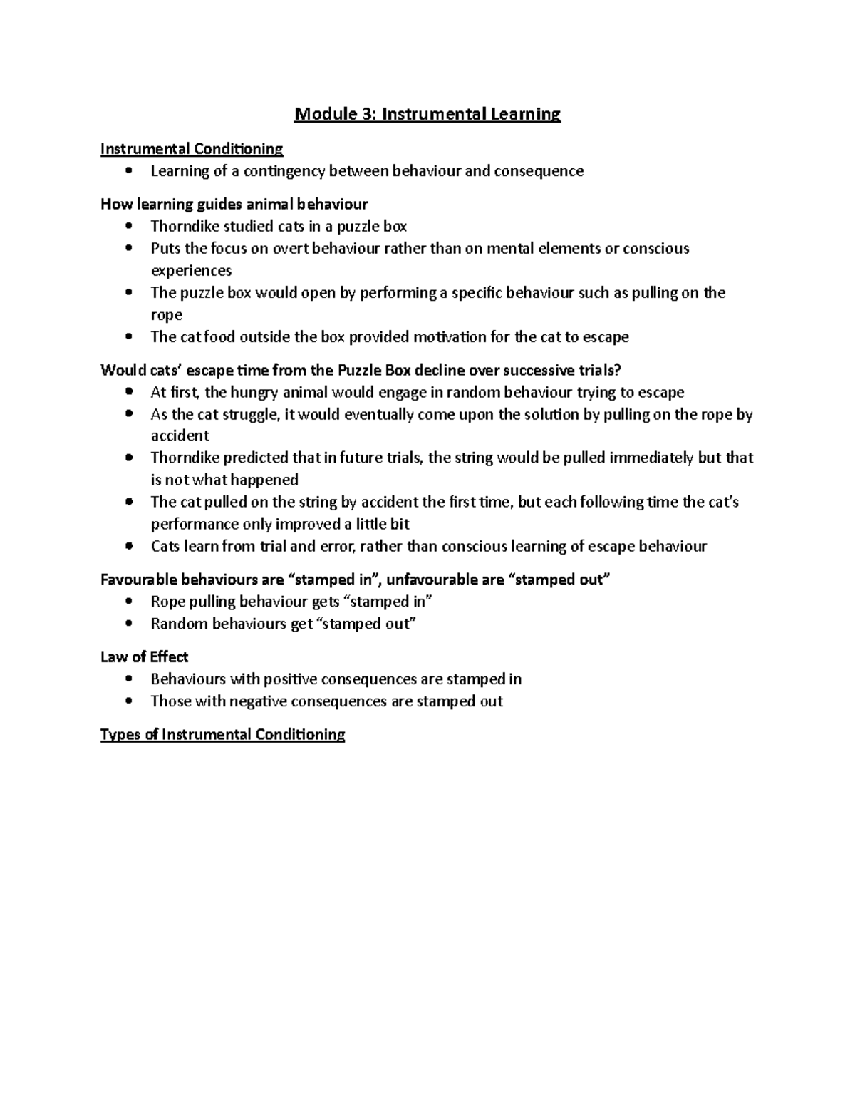 Module 3- Instrumental Conditioning - Module 3: Instrumental Learning ...