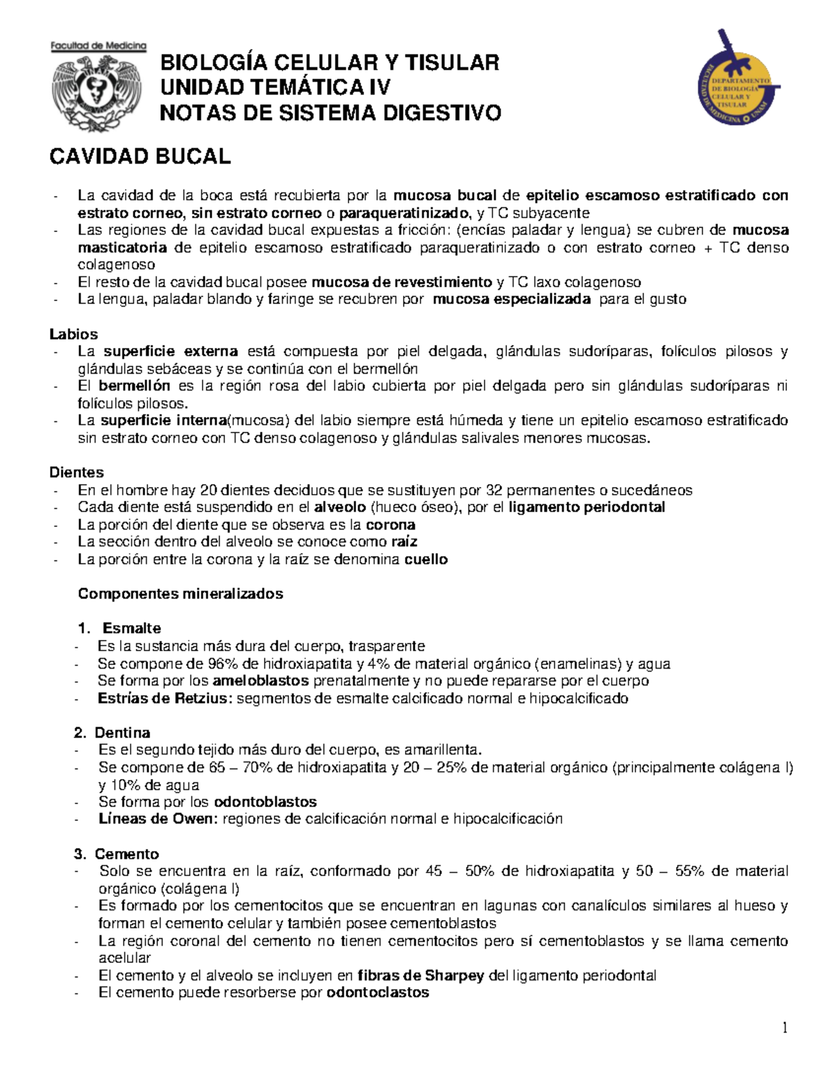 Notas DE Digestivo 2010 220404 082837 - BIOLOGÍA CELULAR Y TISULAR ...