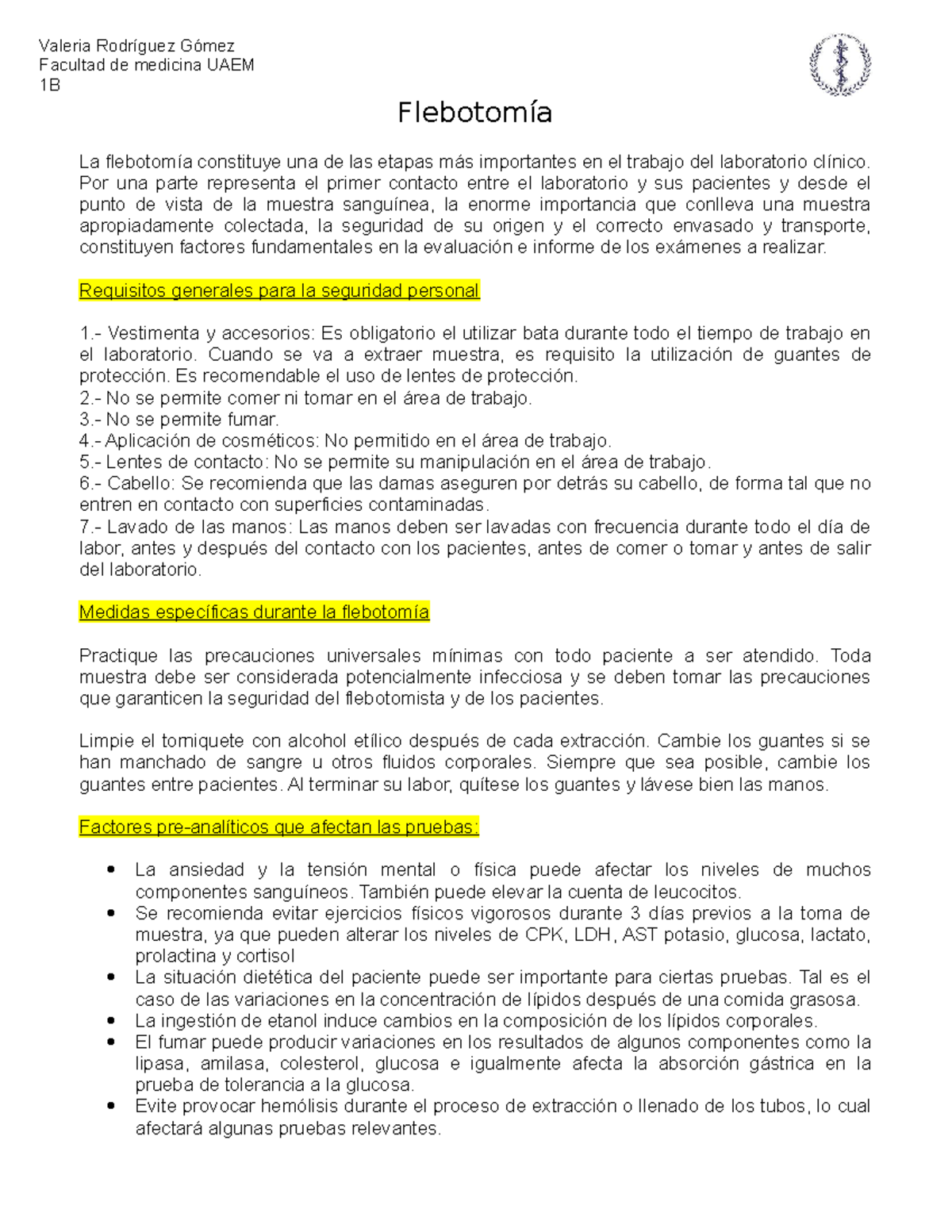 Flebotomía - Facultad de medicina UAEM 1B Flebotomía La flebotomía ...