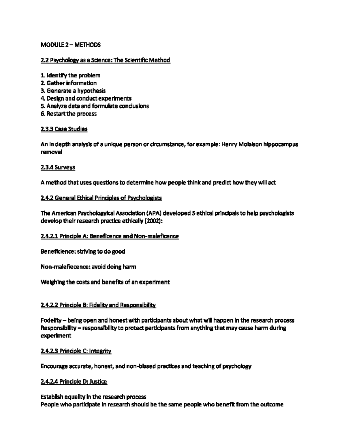 PSY1101 final exam study chapter 2-6 - PSY1101 - Studocu
