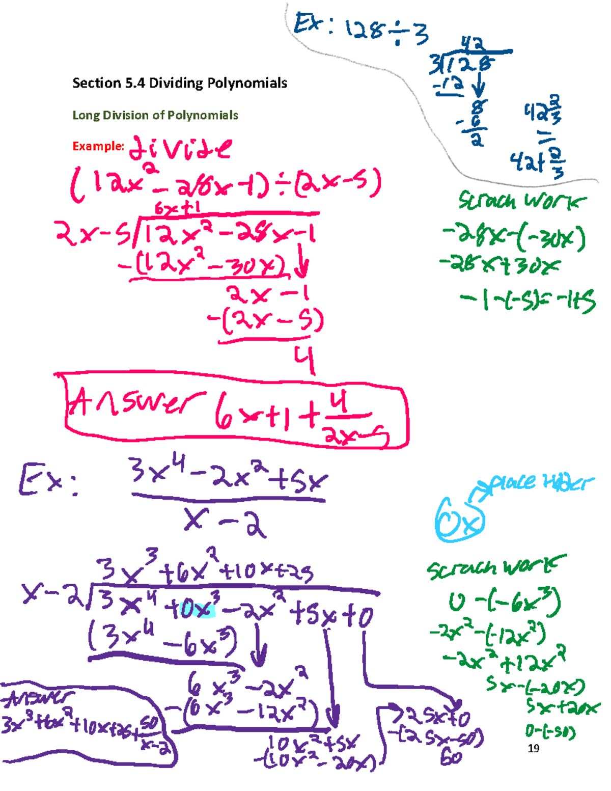 Section 5 4 Dividing Polynomials Section 5 Dividing Polynomials Long