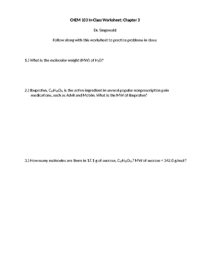 Exam 3 review - chem 103 exam 3 practice, notes, key info - Exam 3 ...