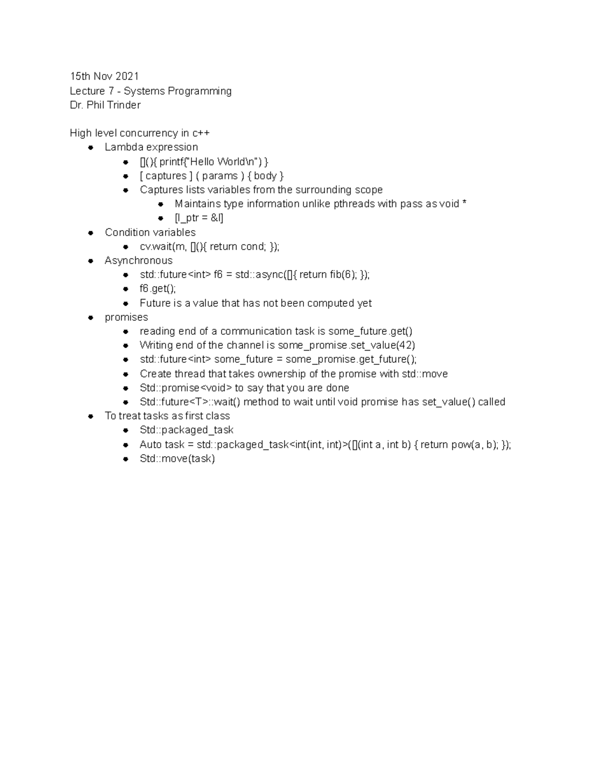 Systems Programming Lecture 7 15th Nov 2021 15th Nov 2021 Lecture 7 Systems Programming Dr 6590