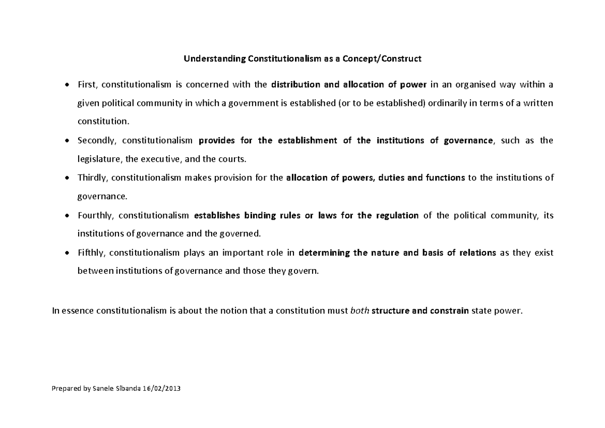 Understanding Constitutionalism as a Concept - Understanding ...