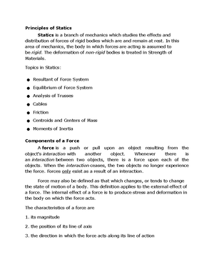Statics lecture - F 2 R Ө F 1 I. Introduction to Mechanics Definitions ...