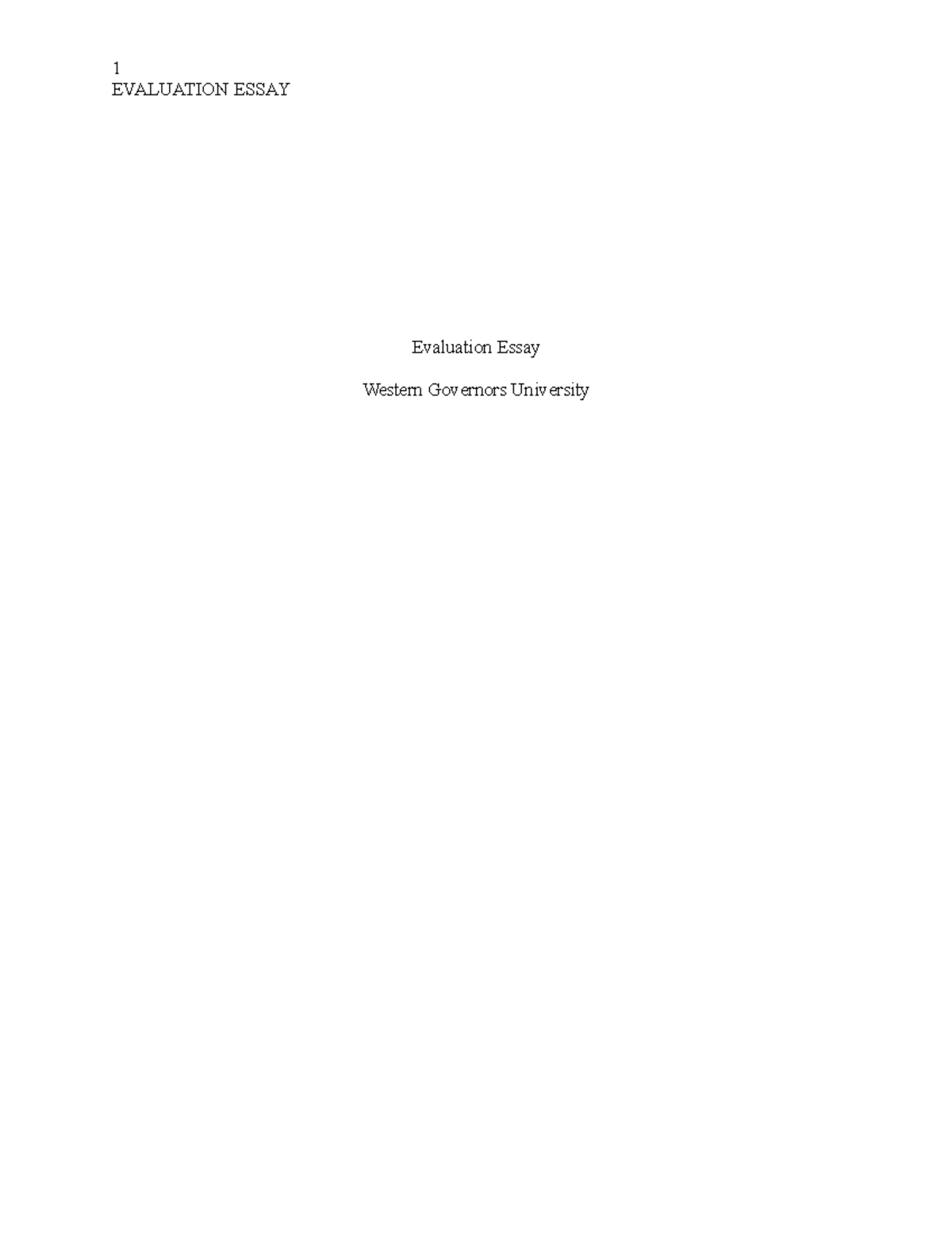 WGU Evaluation Essay Example WGU Evaluation Essay Example - EVALUATION ...